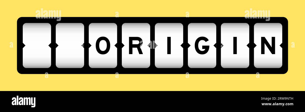 Black color in word origin on slot banner with yellow color background ...