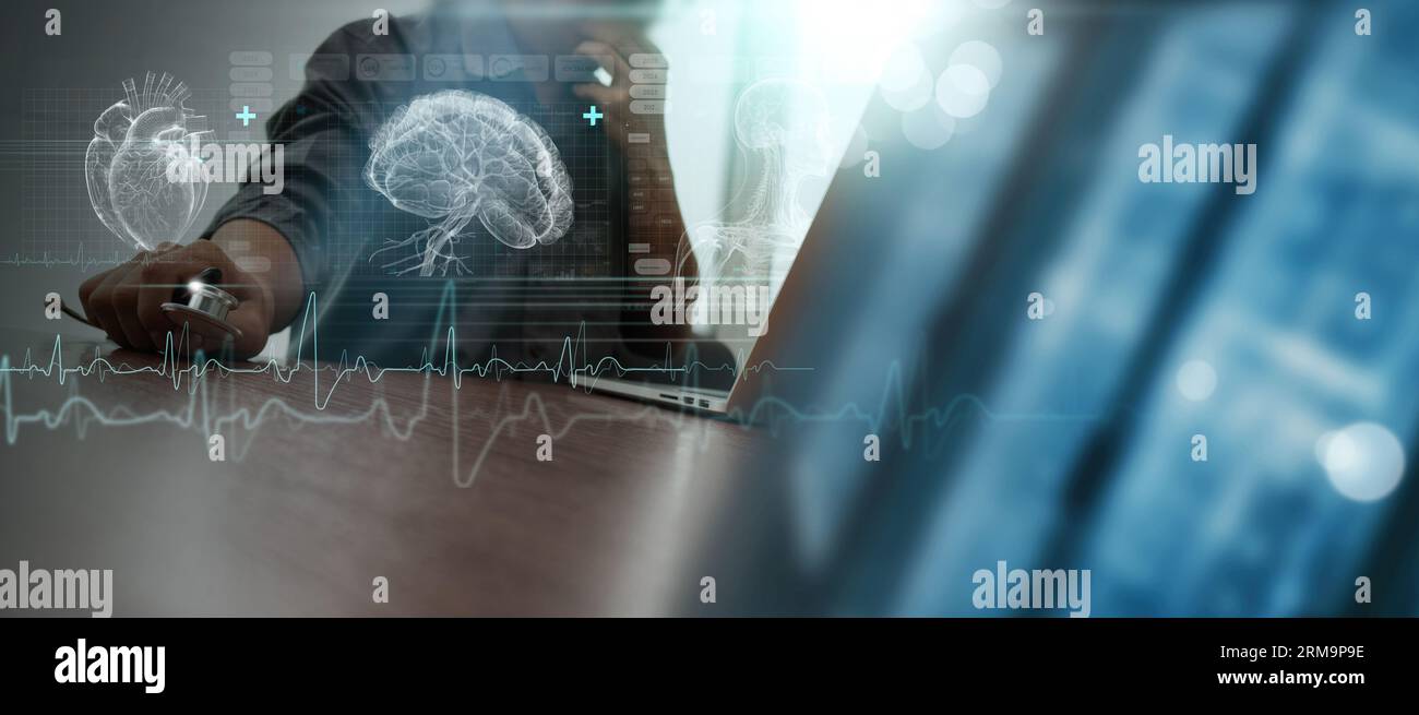 Cardiologist doctor examine patient heart functions and blood vessel ...