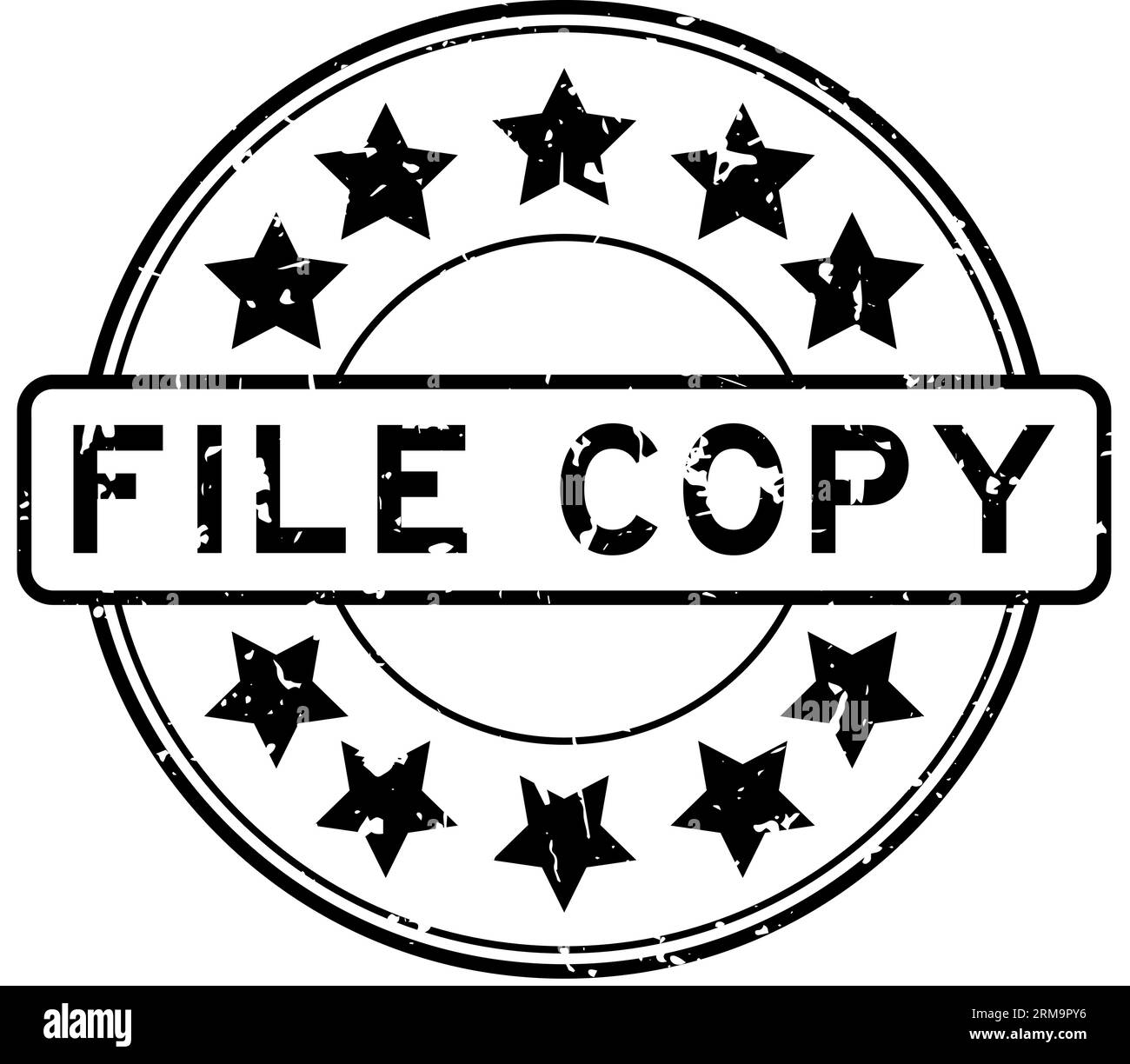 Grunge black file copy word with star icon round rubber seal stamp on ...