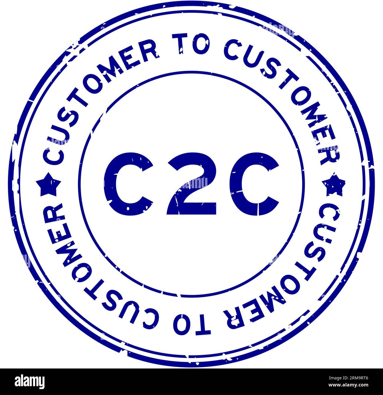 Grunge blue C2C customer to customer word round rubber seal stamp on white background Stock ...
