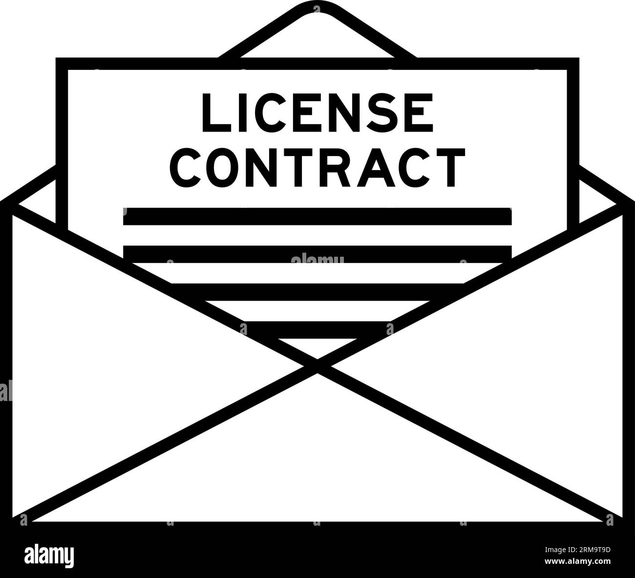 Envelope and letter sign with word license contract as the headline ...