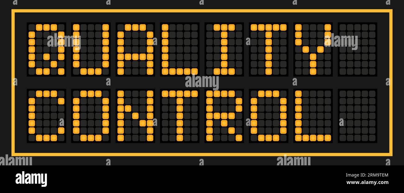 Orange color led banner in word quality control on black background ...