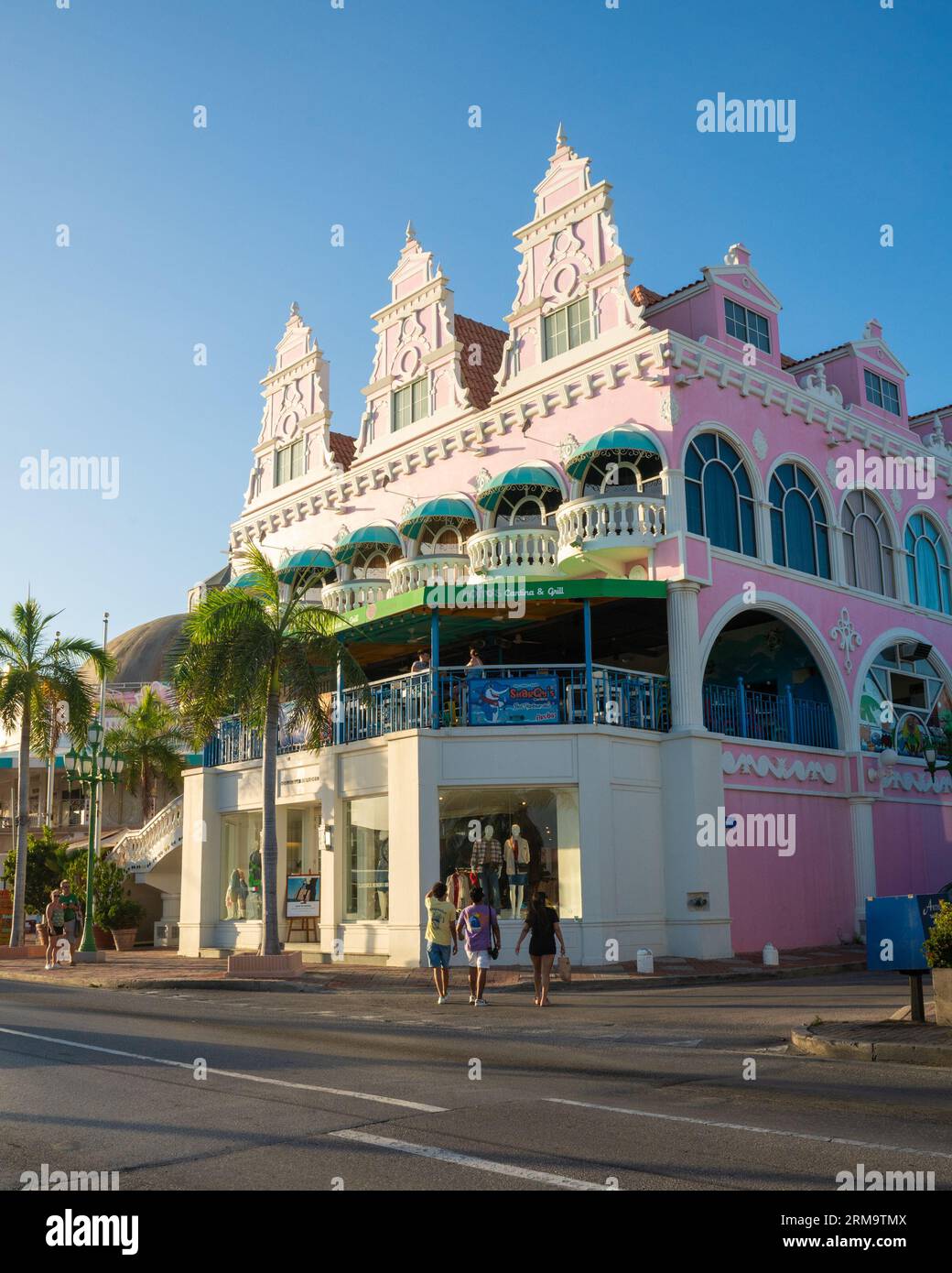 Oranjestad, Aruba - August 10, 2023: Street scene in the downtown ...