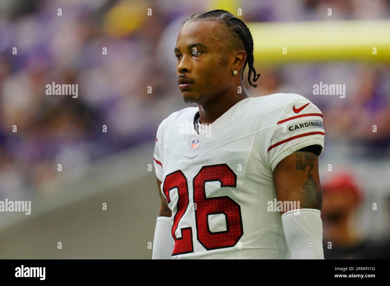 Arizona Cardinals cornerback Bobby Price (26) stands on the field ...