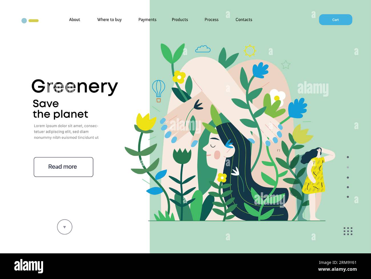 Greenery, ecology -modern flat vector concept illustration of a mural ...