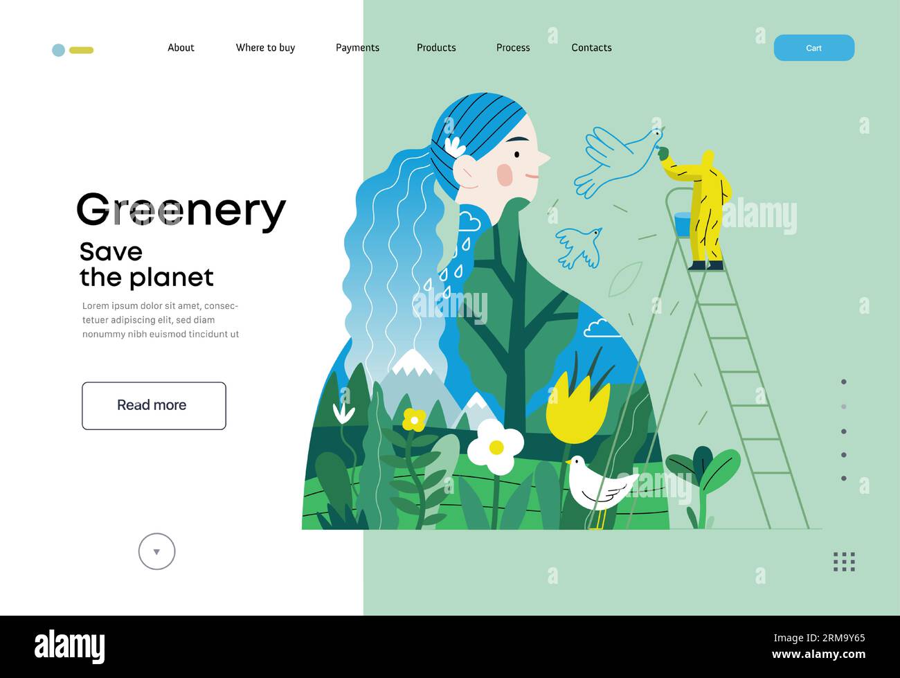 Greenery, ecology -modern flat vector concept illustration of a man ...