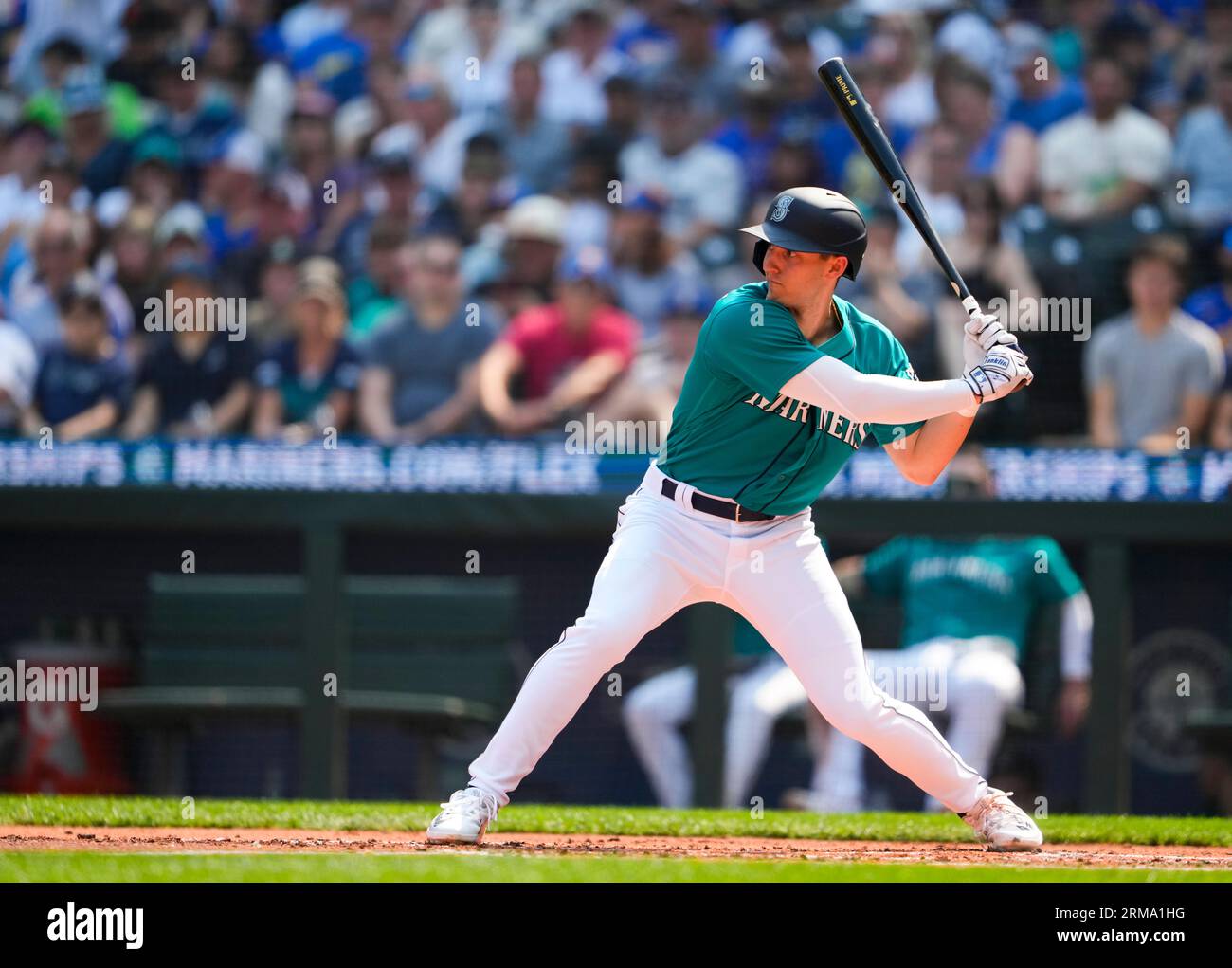 Seattle Mariners' Dominic Canzone in a baseball game against the Kansas ...