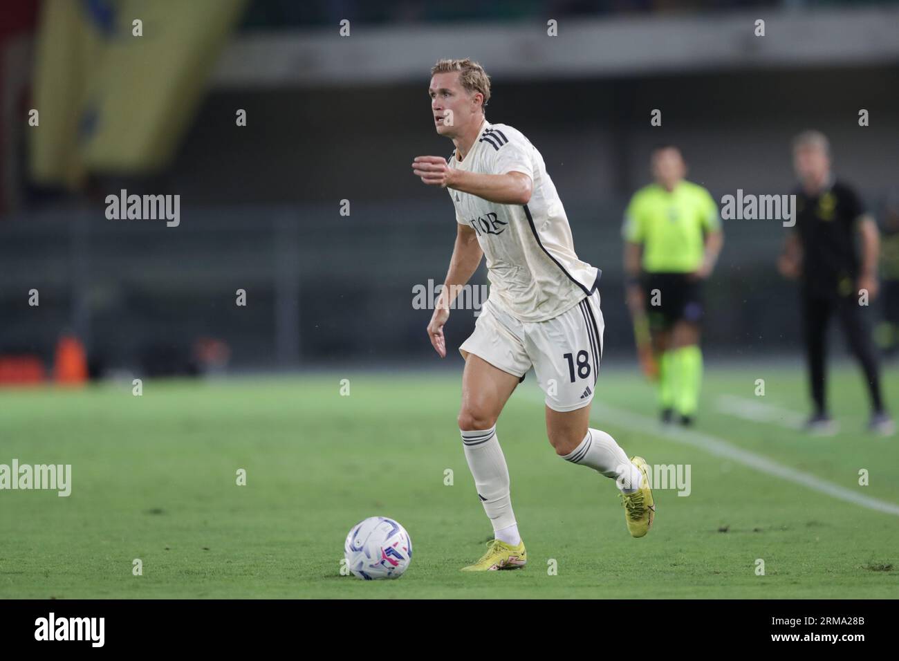 Ola Solbakken of Roma seen in action during 2023–24 Serie A football ...