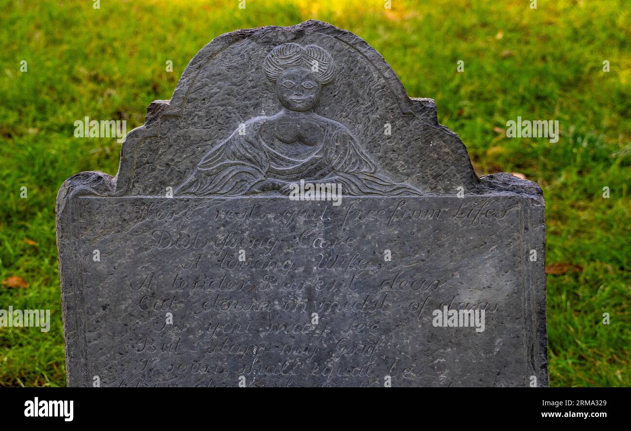 Grave of witch Mary Nasson in the old burying yard of York Maine Stock ...