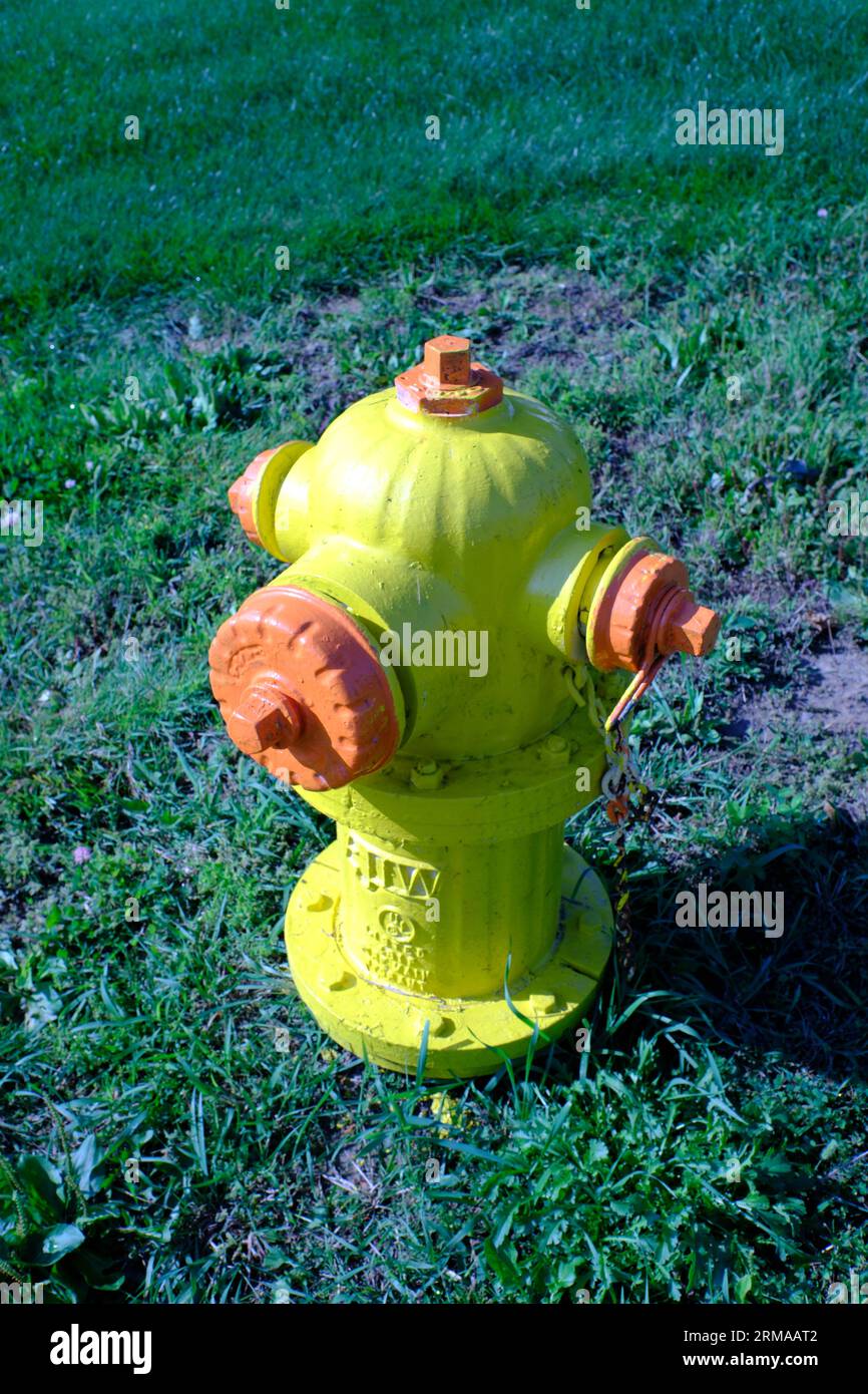 Fire hydrant on a suburban lawn Stock Photo - Alamy