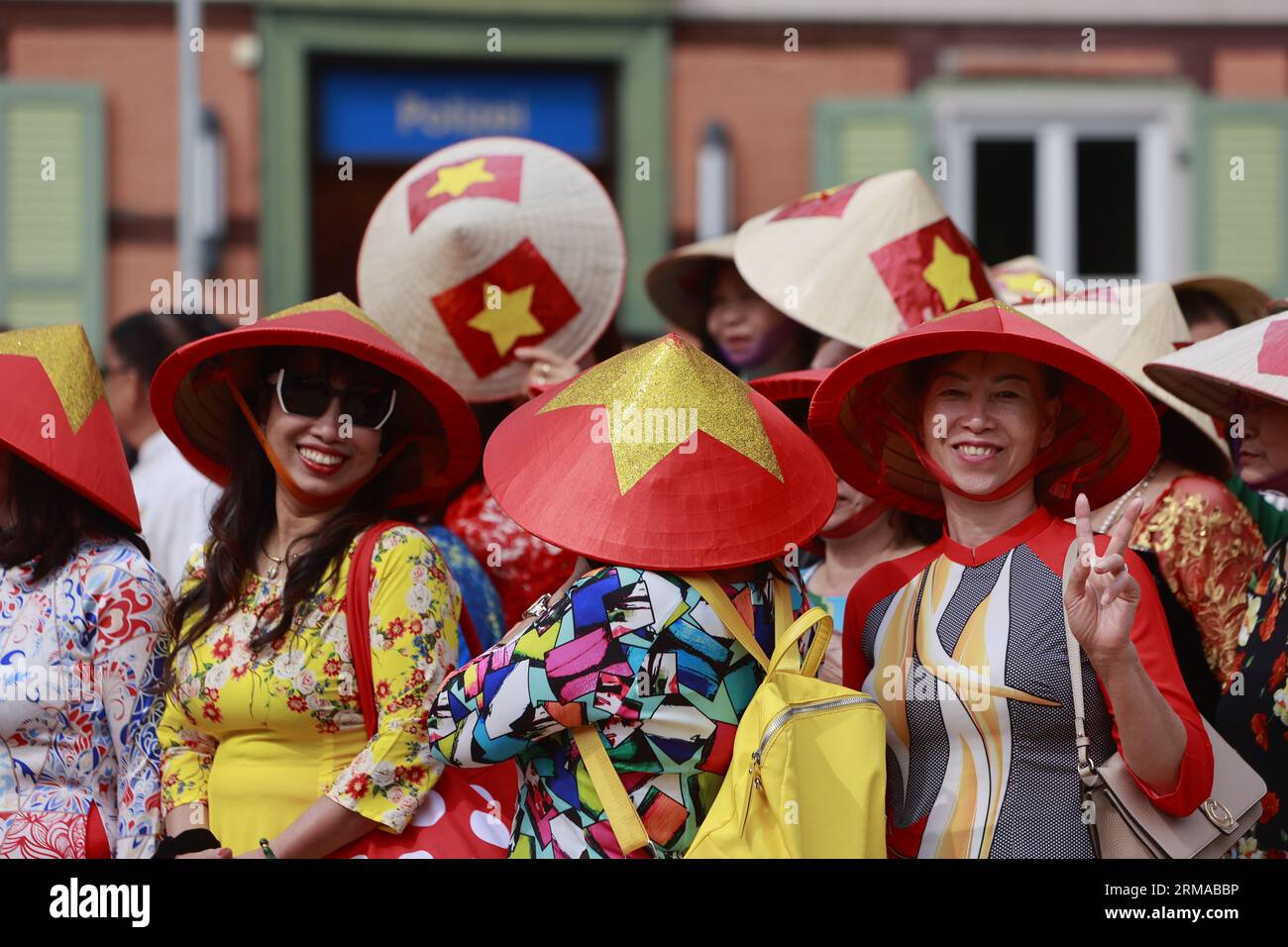 27 August 2023, Saxony-Anhalt, Wernigerode: Participants of a parade ...