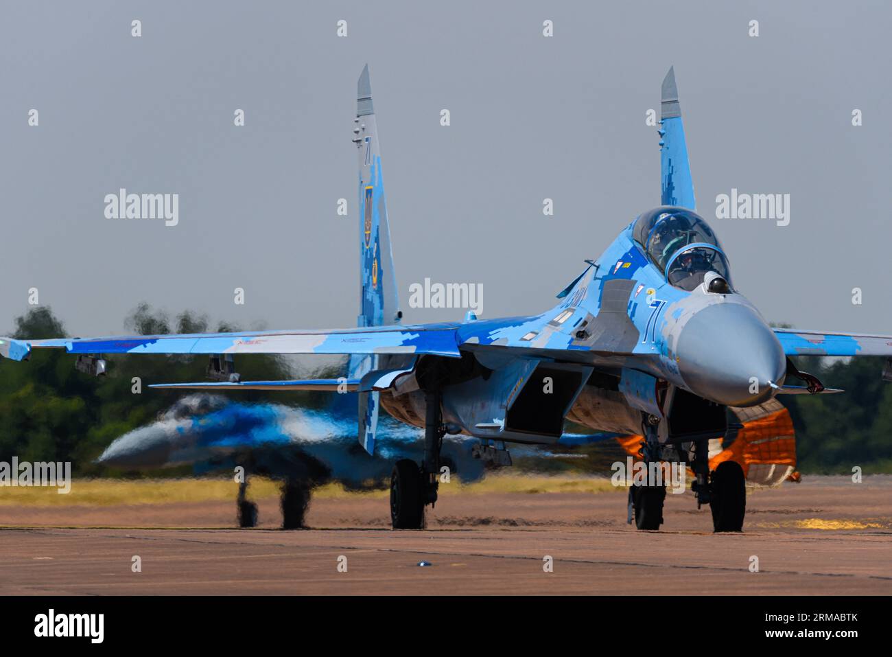 Ukrainian Air Force Sukhoi Su-27 Flanker fighter jet planes taxiing ...