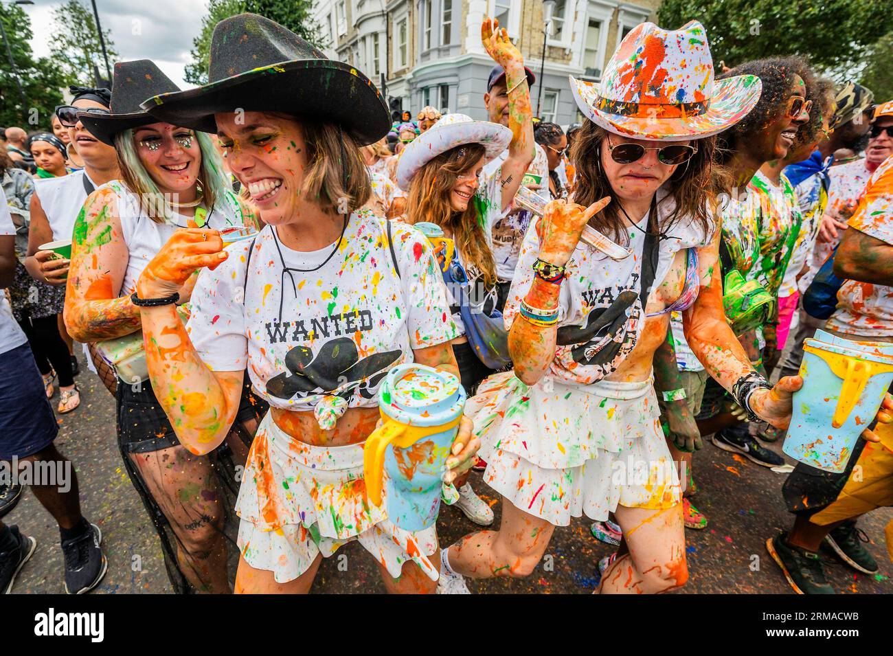 London, UK. 27th Aug, 2023. Many are coated in coloured powder and oil ...