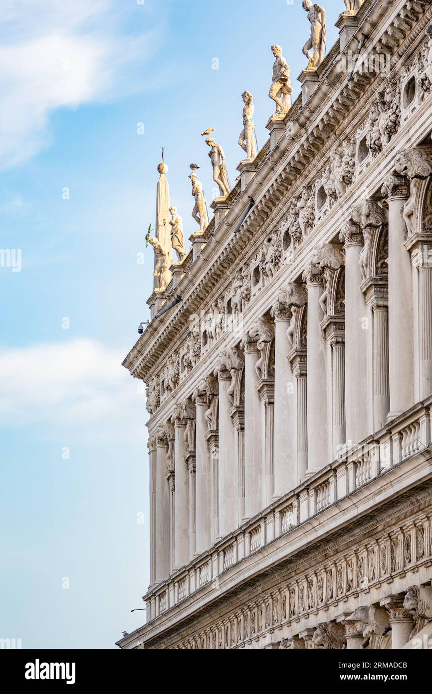 Architecture detail with the facade of the Marciana National Library ...