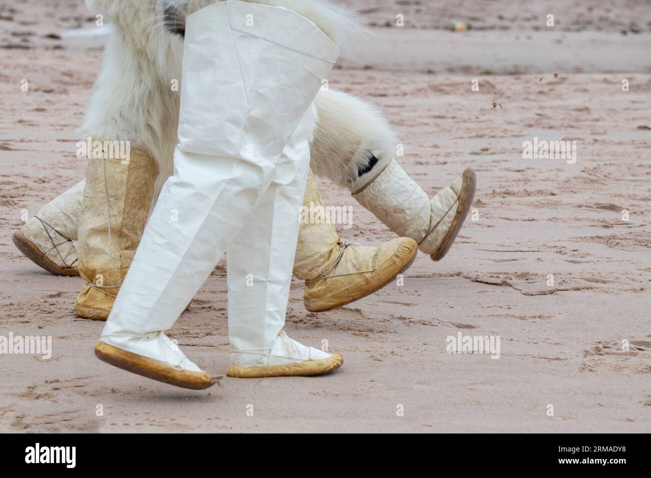North Western Greenland, Baffin Bay. Remote villagers in traditional ...