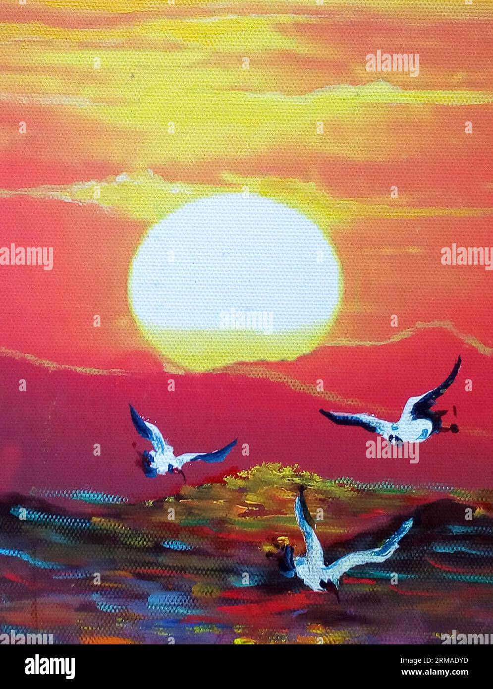 painting Acrylic color Fine art Sunrise Stock Photo - Alamy