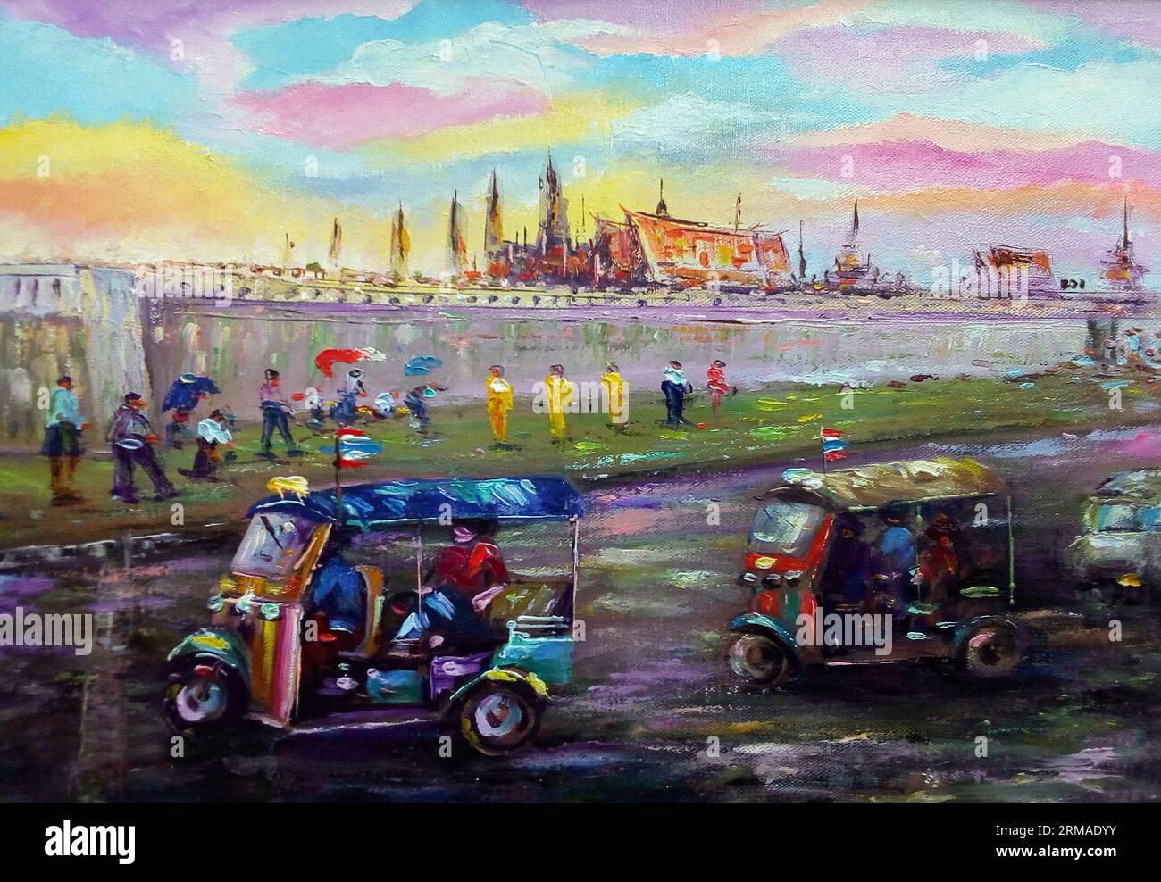 Art painting oil color tuk tuk car , siam land of smiles Stock Photo ...