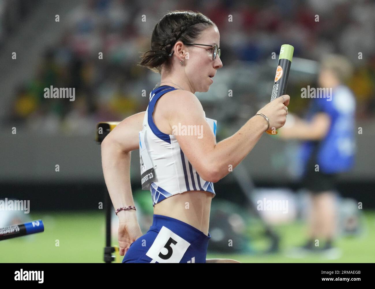 Louise MARAVAL of FRA Heat 1 4X400 METRES RELAY WOMEN during the World ...