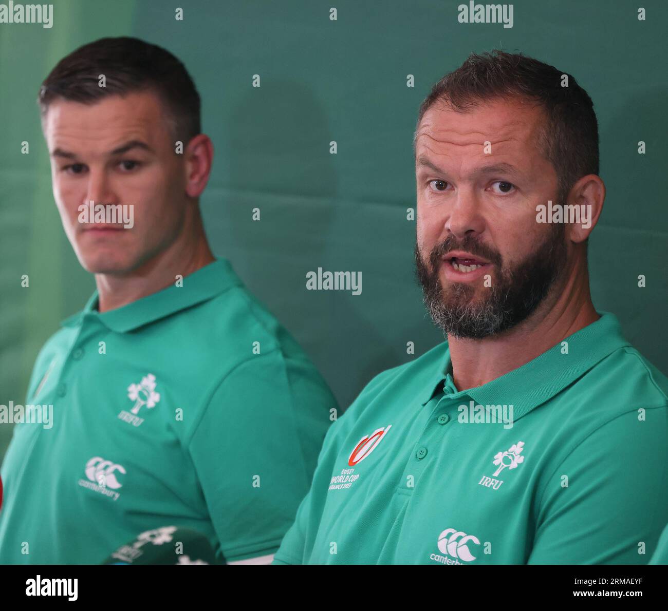 Ireland Head Coach Andy Farrell (right) and Jonathan Sexton during the ...