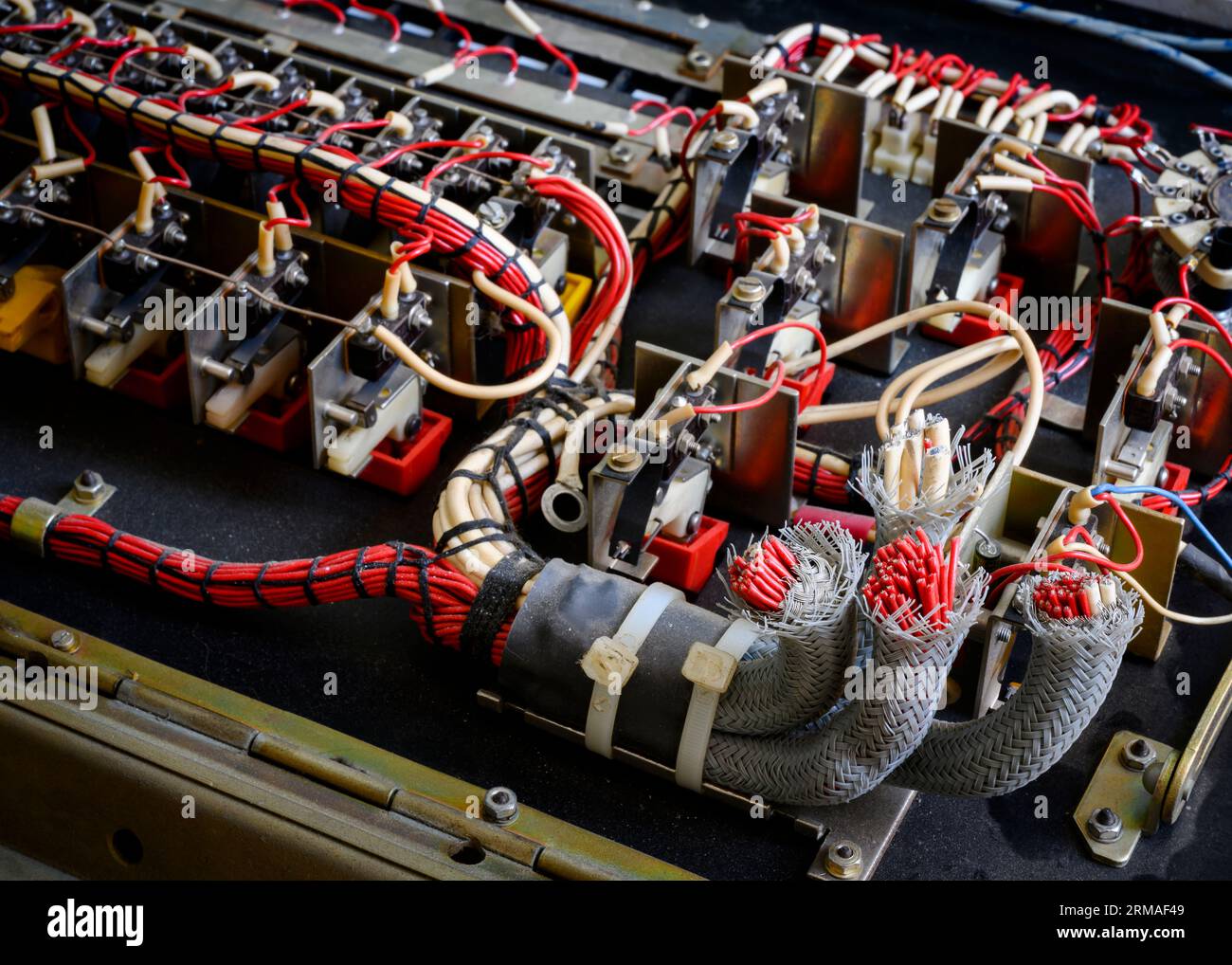 Wires assembled into a harness and cut off at the end in the electrical ...