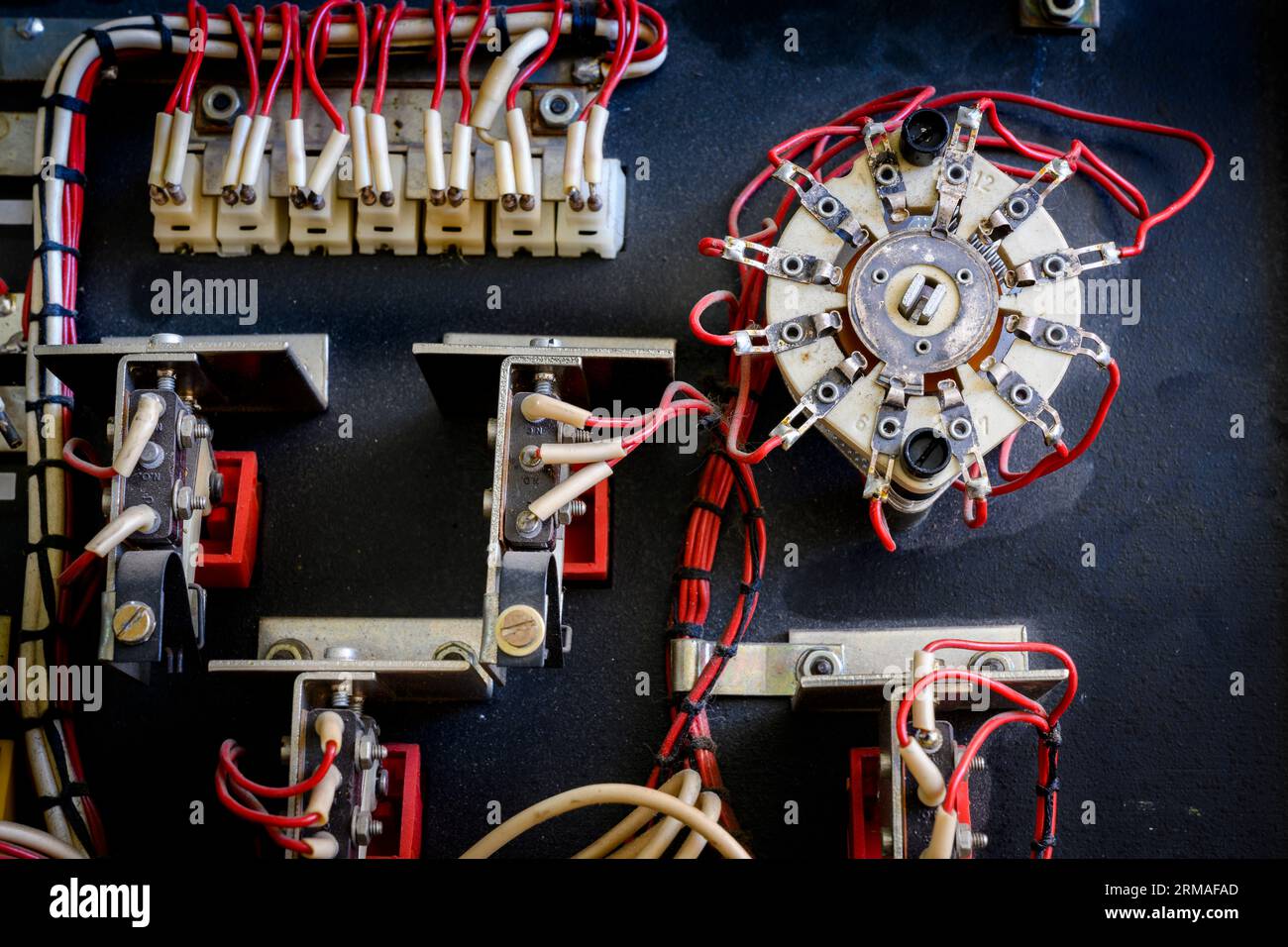 Switches, relays and wiring harnesses in an electrical circuit Stock ...