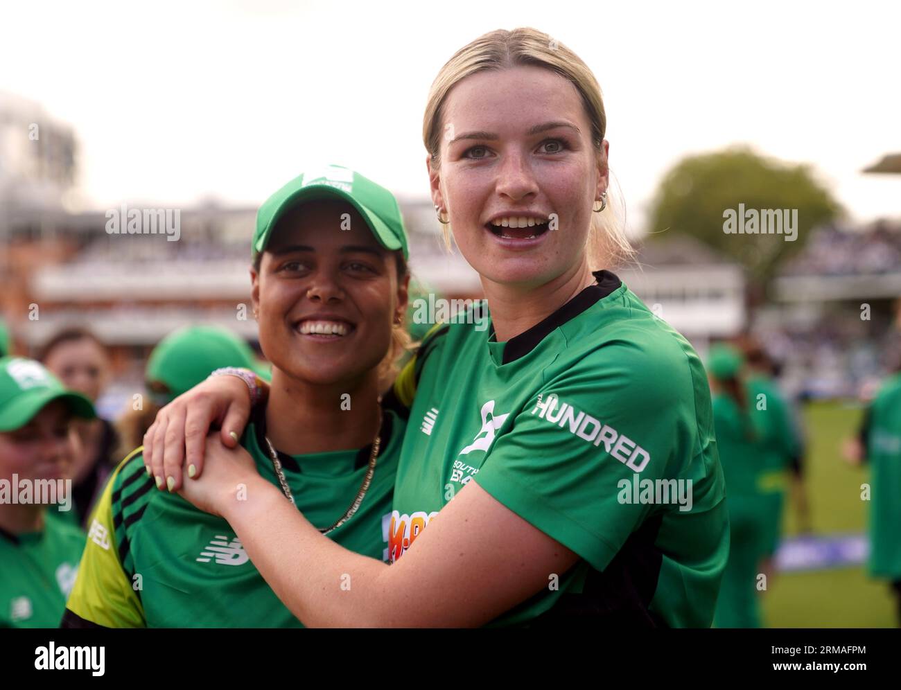 Southern Brave's Lauren Bell (right) and Chloe Tryon celebrate after ...