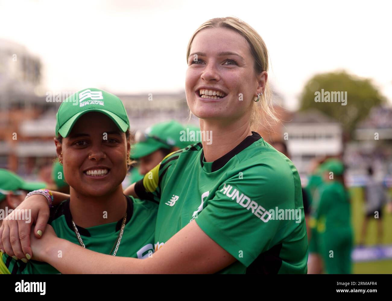 Southern Brave's Lauren Bell (right) and Chloe Tryon celebrate after ...