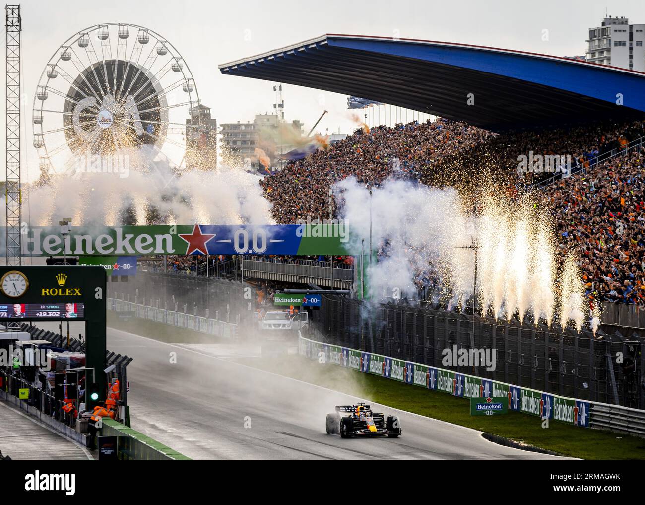 ZANDVOORT - Max Verstappen (Red Bull Racing) crosses the finish line ...