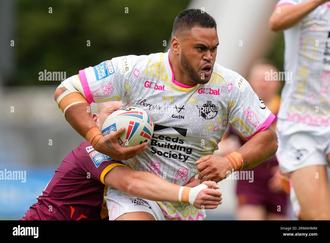 Huddersfield, UK. 27th Aug, 2023. Sam Lisone #15 of Leeds Rhinos makes ...