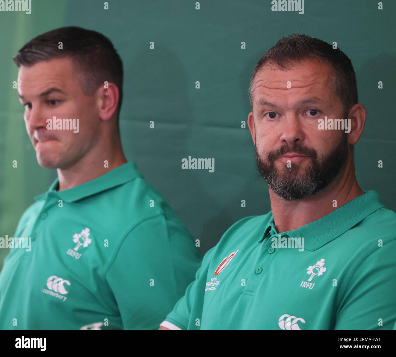 Irelands Johnny Sexton Left And Head Coach Andy Farrell During The