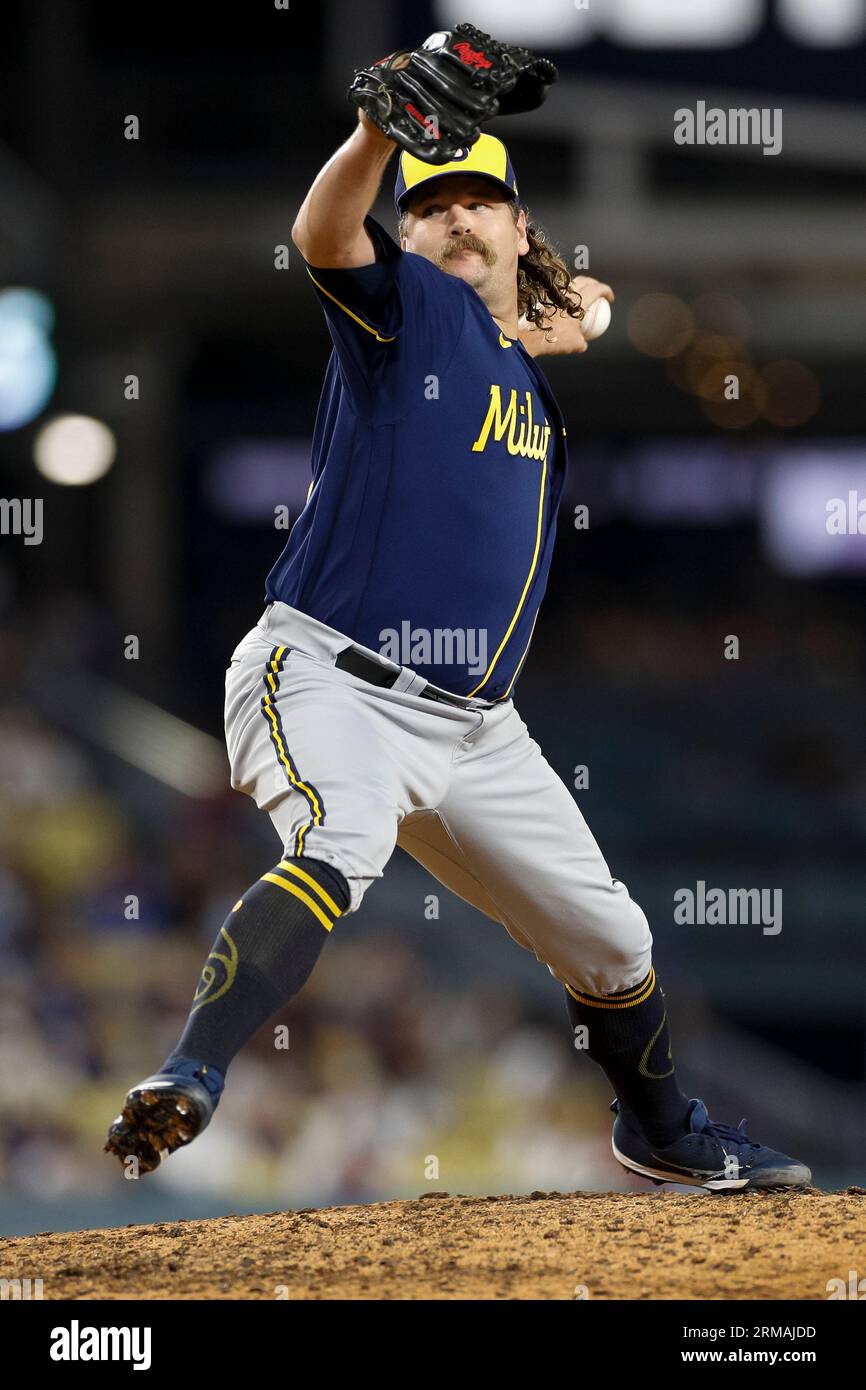 Los Angeles, USA. 16th Aug, 2023. Milwaukee Brewers relief pitcher ...