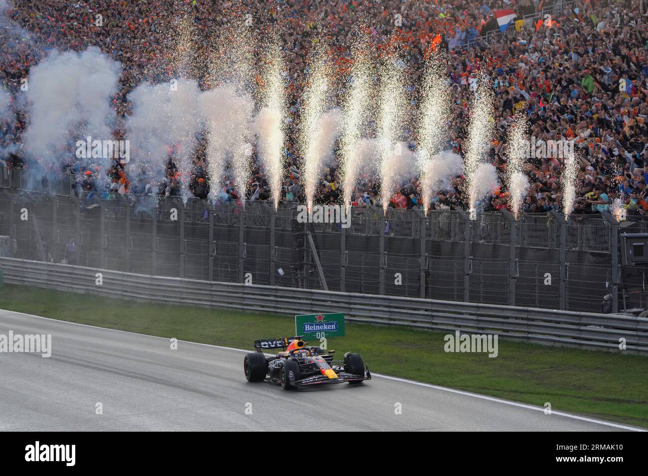 Fireworks go off as Red Bull driver Max Verstappen of the Netherlands ...
