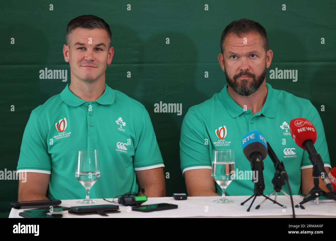 Team Coach, Andy Farrell and Team Captain, Jonathan Sexton during the ...