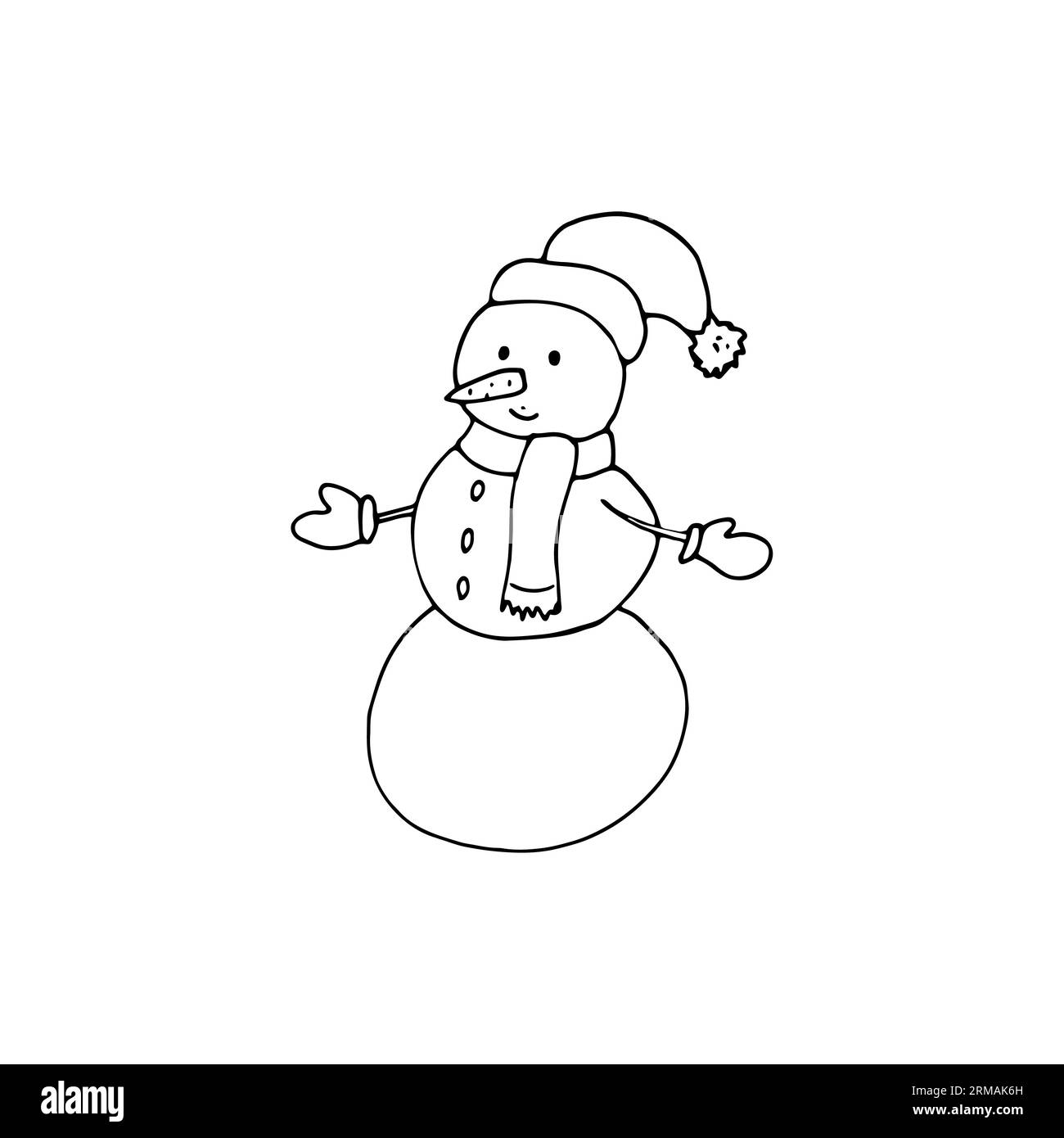 Hand-drawn snowman isolated on white background, winter illustration ...