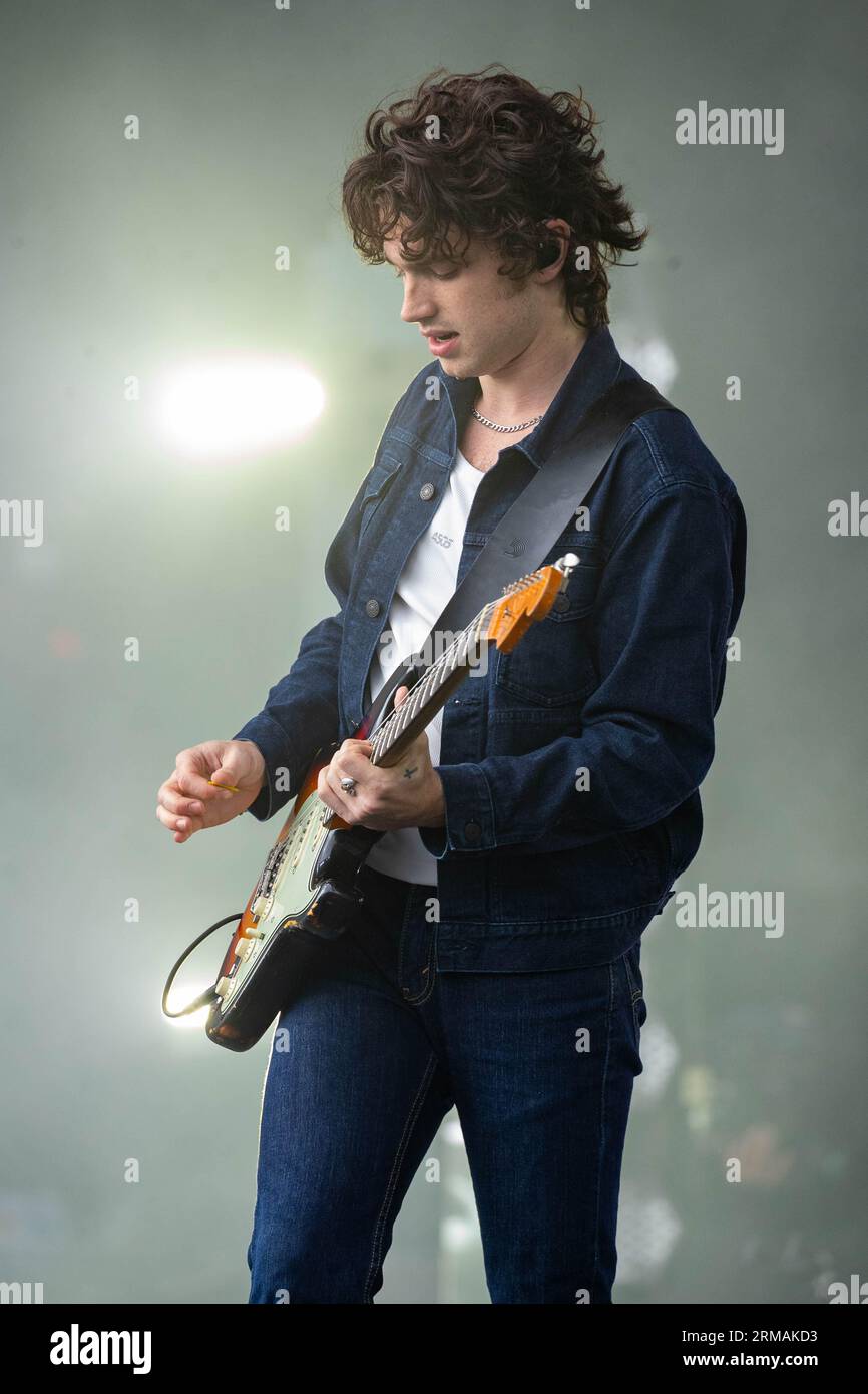 Leeds, UK. Sunday 27 August 2023 Elijah Hewson,of Inhaler performing at ...