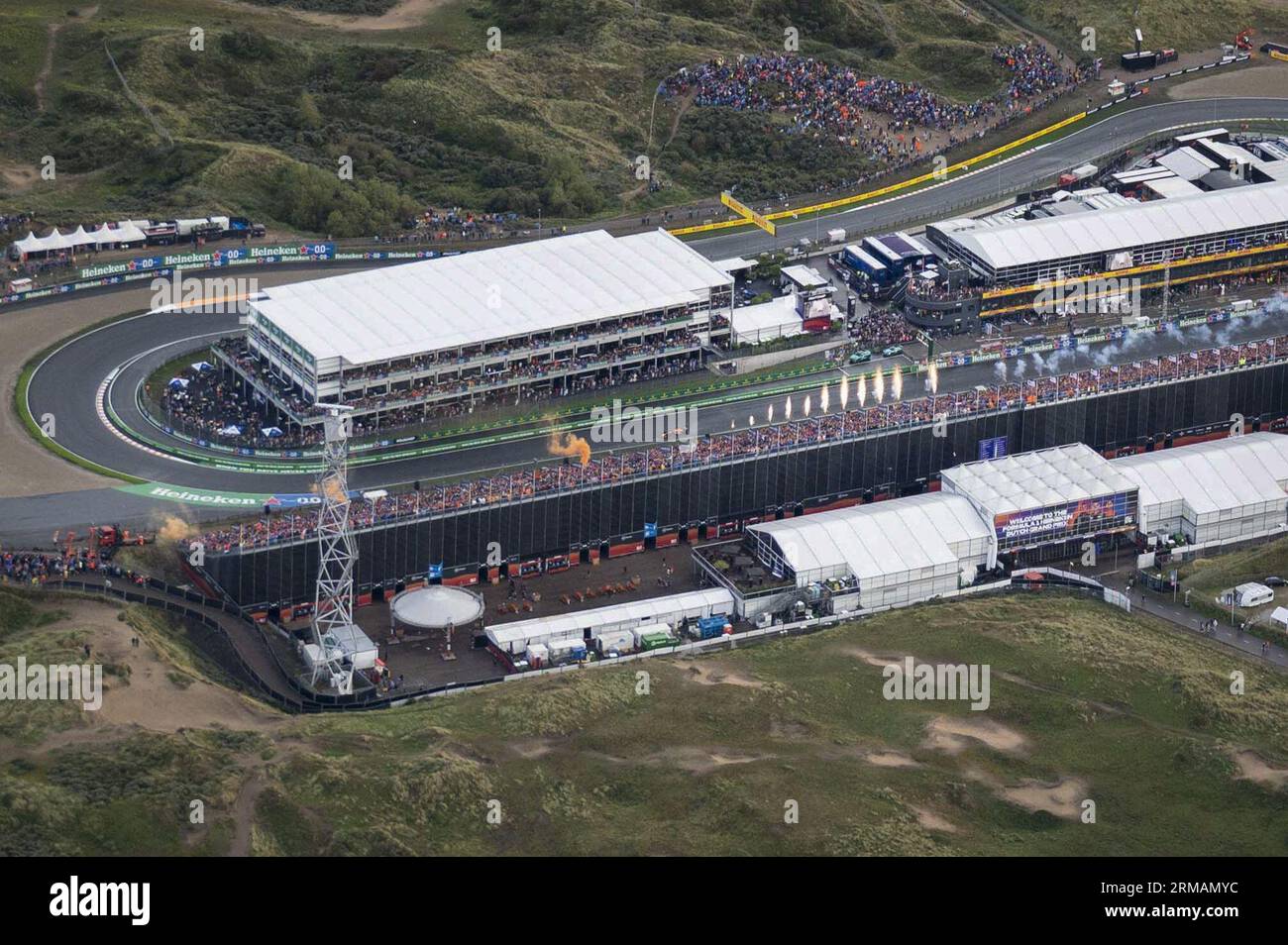 ZANDVOORT - Aerial view of Max Verstappen (Red Bull Racing) winning the ...