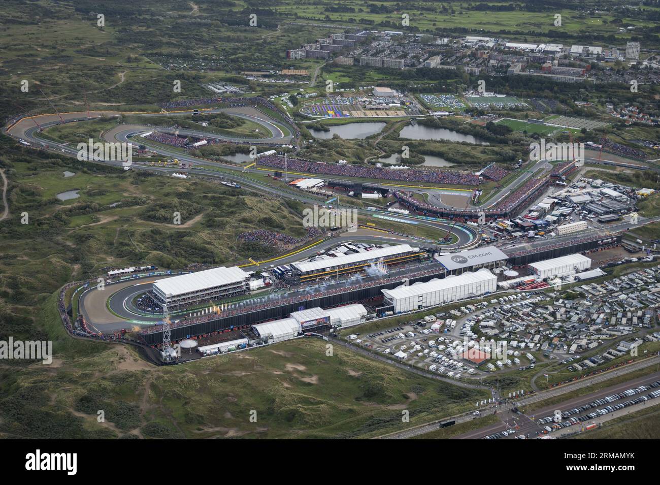 ZANDVOORT - Aerial view of Max Verstappen (Red Bull Racing) winning the ...