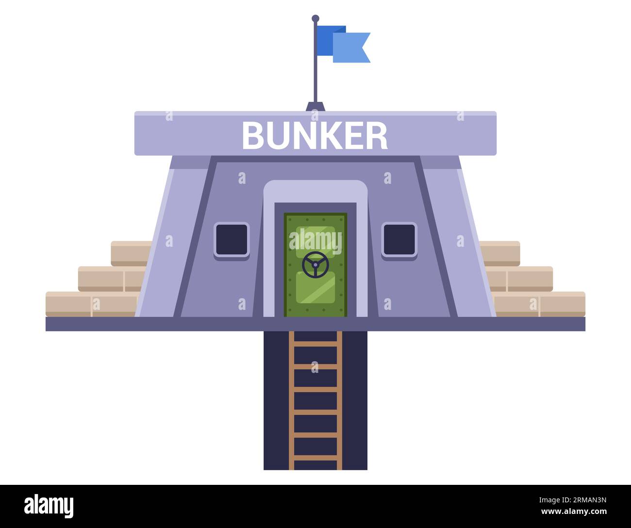 concrete gray bunker for protection against nuclear war. flat vector ...