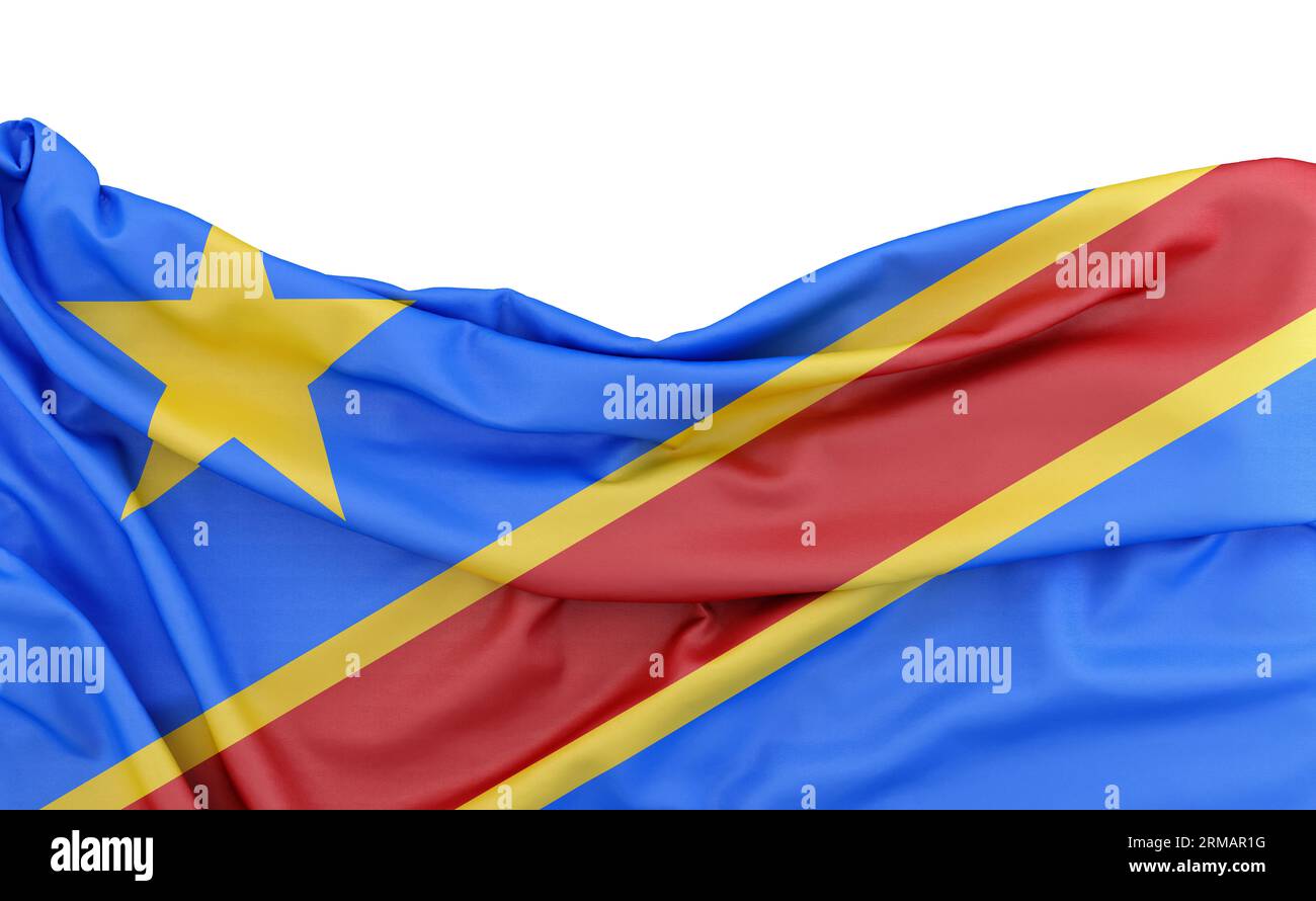 Flag of the Democratic Republic of the Congo (DRC) isolated on white ...