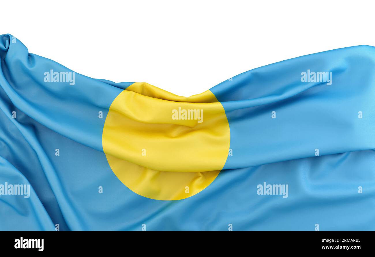 Flag of Palau isolated on white background with copy space above. 3D rendering Stock Photo - Alamy