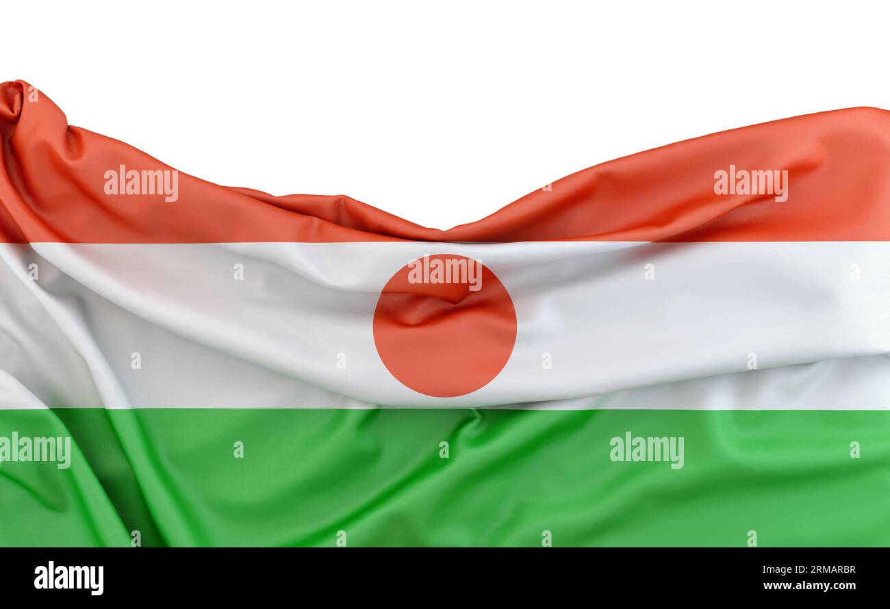 Flag of Niger isolated on white background with copy space above. 3D ...