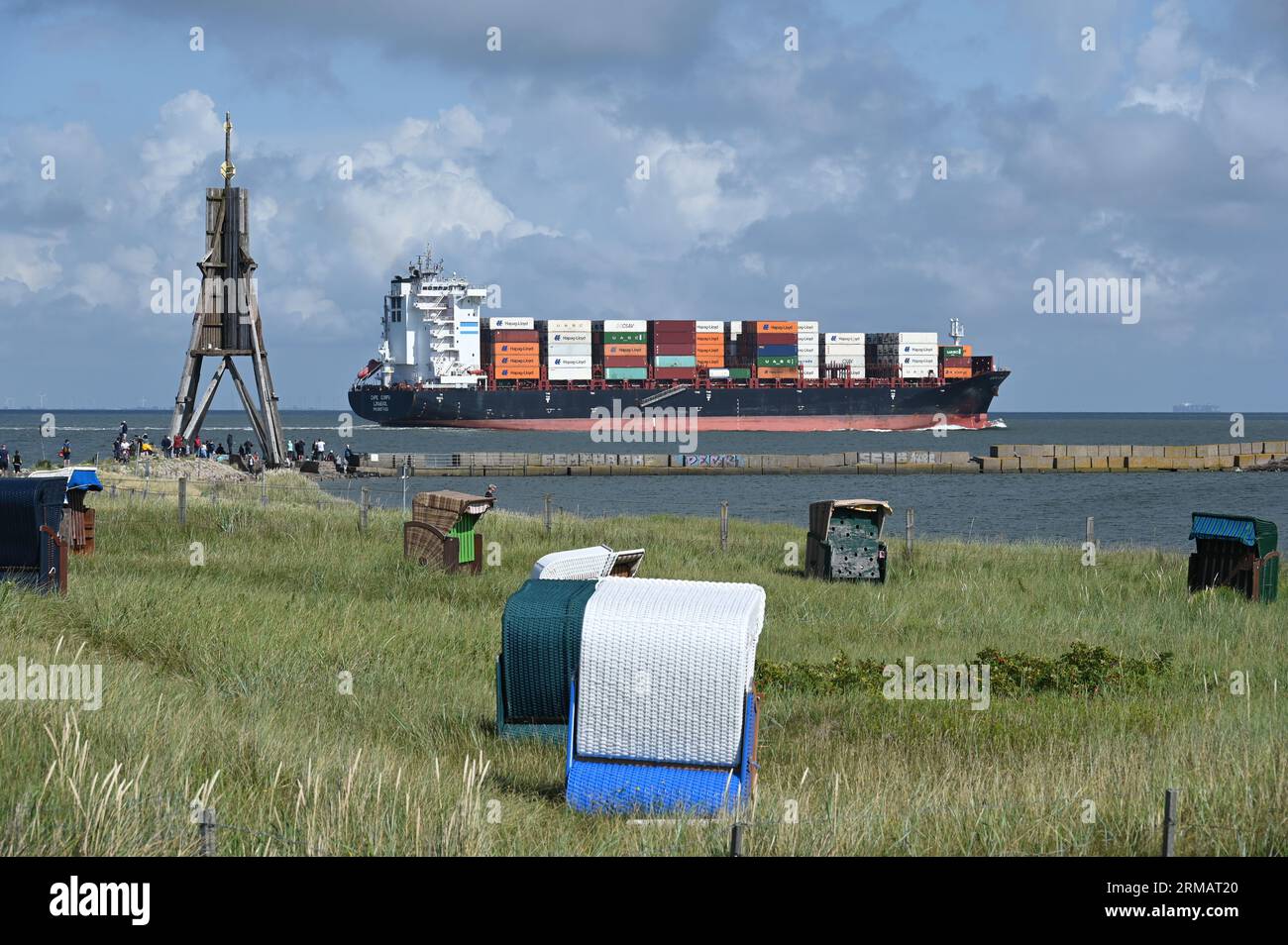 Container ship at the mouth of the Elbe near Cuxhaven Stock Photo - Alamy