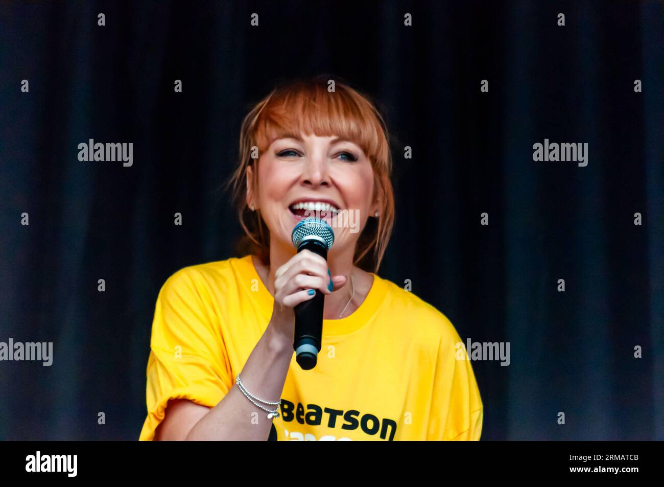 Glasgow, Scotland, UK. 27th August, 2023. STV reporter Laura Boyd ...