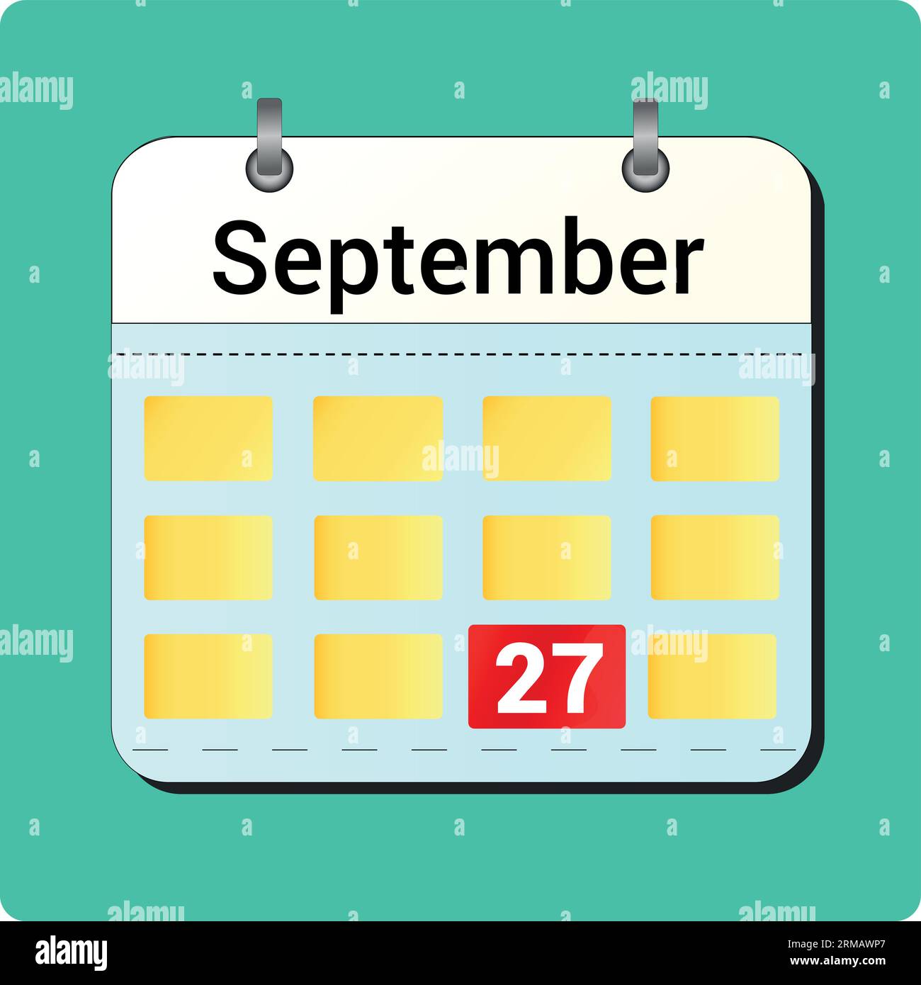 calendar vector drawing, date September 27 on the page Stock Vector ...