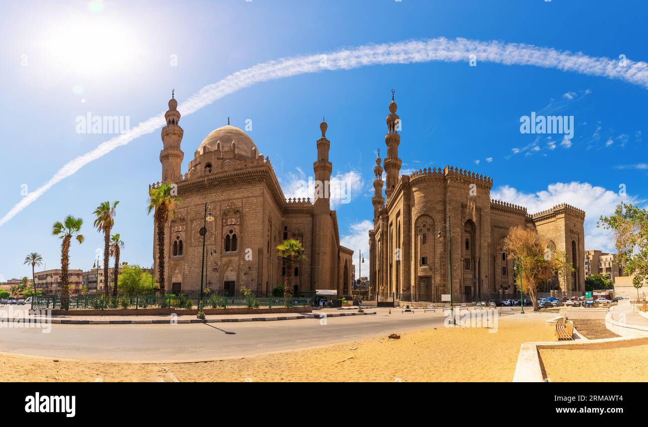 The Mosque-Madrassa of Sultan Hassan panoramic view, main islamic place ...