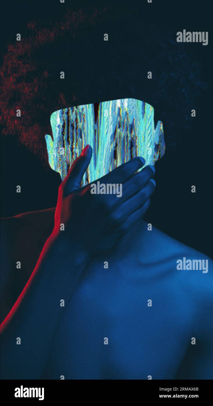 Speech freedom censored information glitch face Stock Photo - Alamy