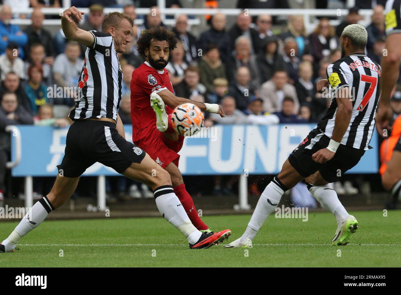 Mohamed Salah of Liverpool has a shot at goal during the Premier League ...