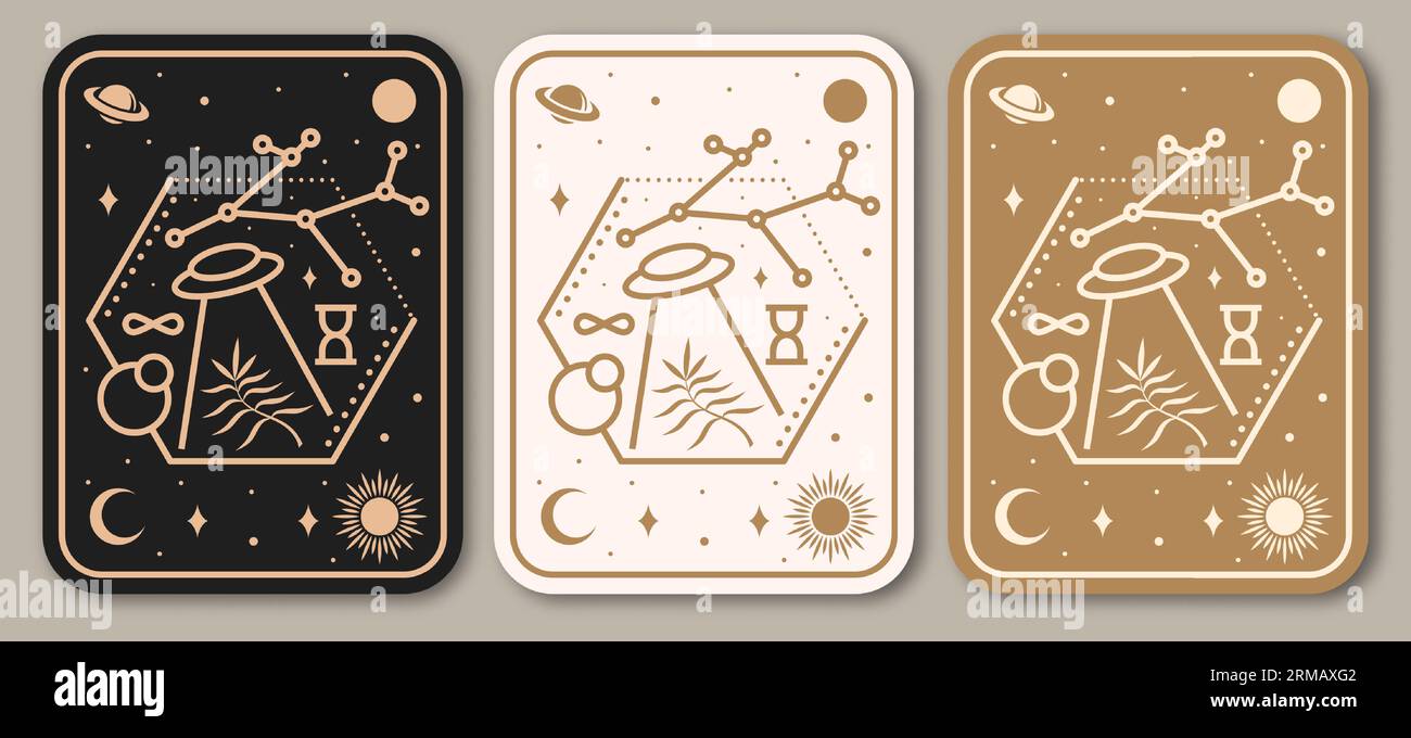 Esoteric symbols poster, banner. Vector. Thin line geometric badge ...