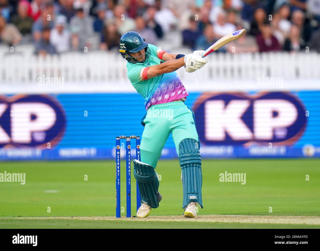 Oval Invincibles' Tom Curran bats during The Hundred men's final at ...