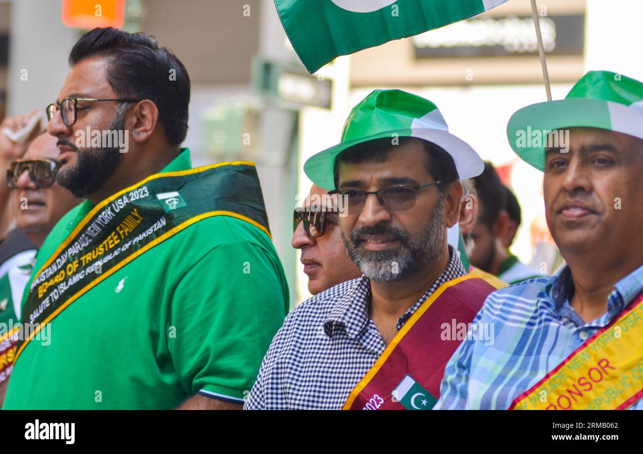 New York, United States. 27th August, 2023. Pakistani men wearing green ...